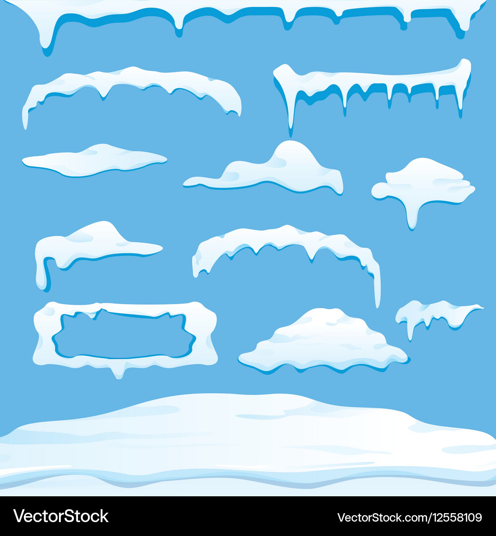 Winter snow caps collection Royalty Free Vector Image
