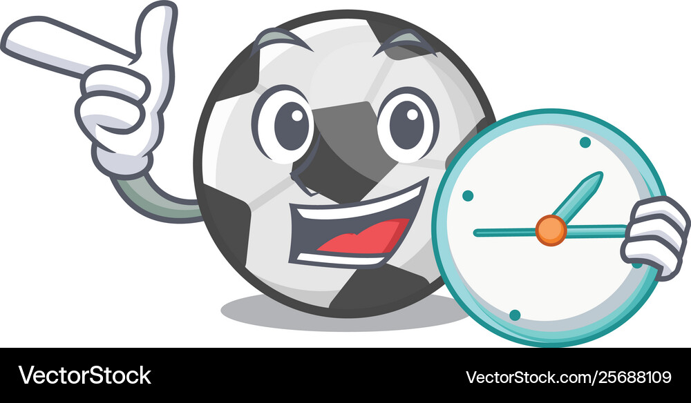 With clock soccer ball isolated mascot Royalty Free Vector