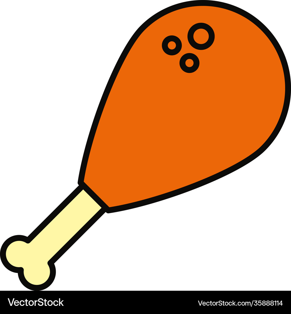 Chicken thigh icon line and fill style Royalty Free Vector