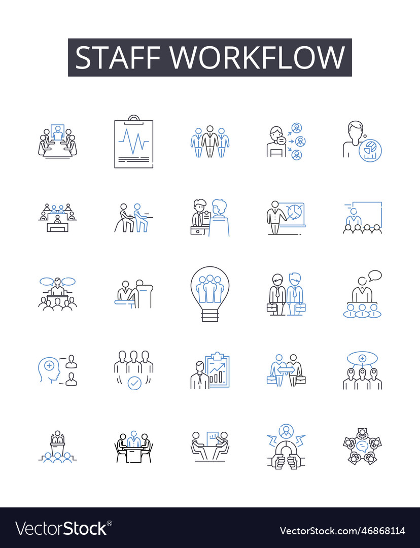 Staff workflow line icons collection employee Vector Image Staff workflow line icons collection employee Vector Image