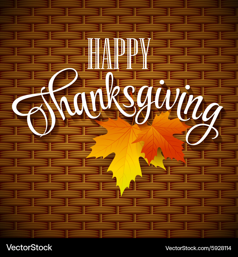 Thanksgiving card wicker basket background Vector Image