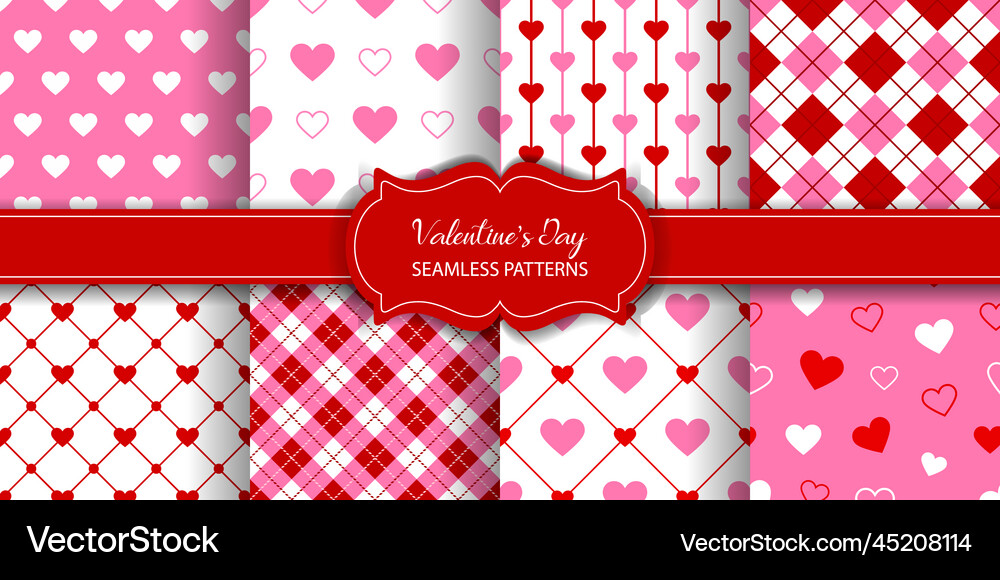 Valentine's Day Seamless Patterns Royalty Free Vector Image