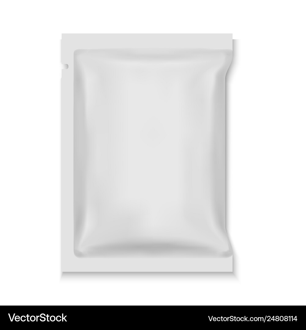 White blank foil food bag packaging Royalty Free Vector