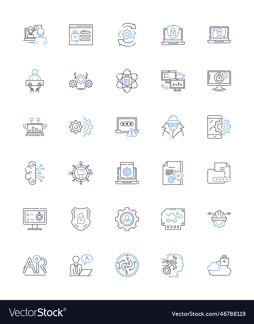 Computer line icons collection processor memory Vector Image Computer line icons collection processor memory Vector Image