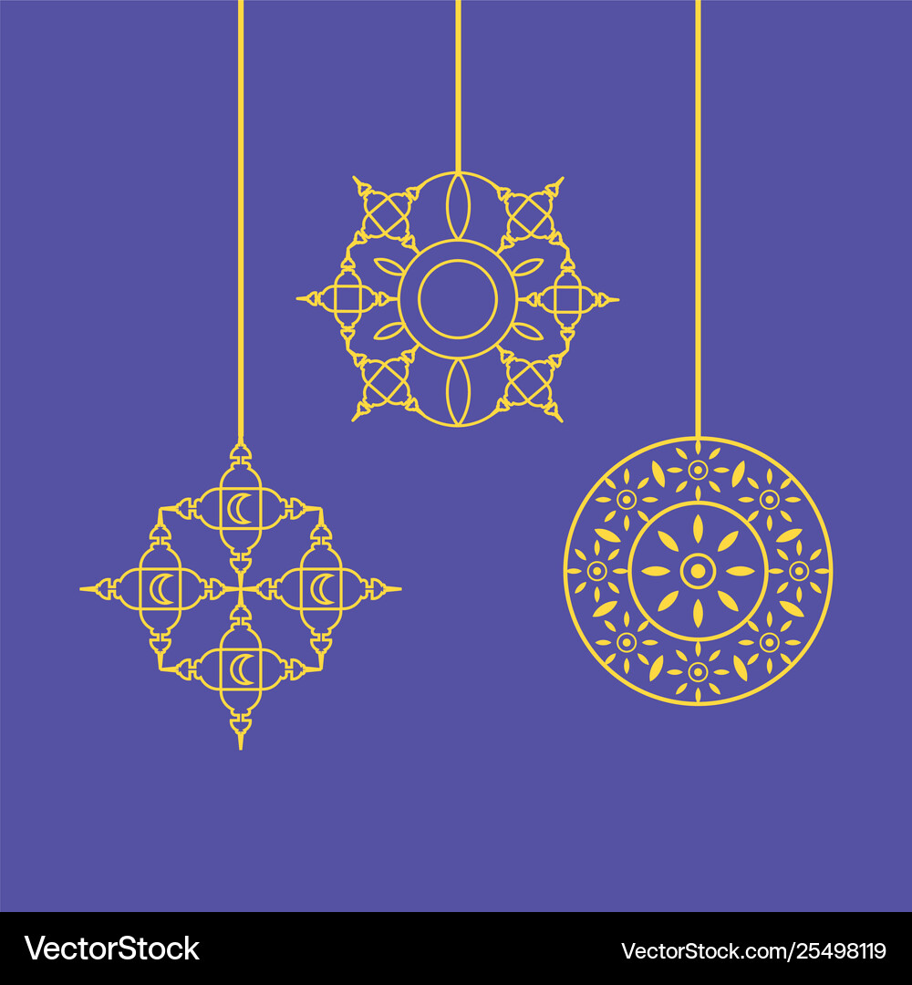 Decorative mandalas hanging ramadan kareem Vector Image