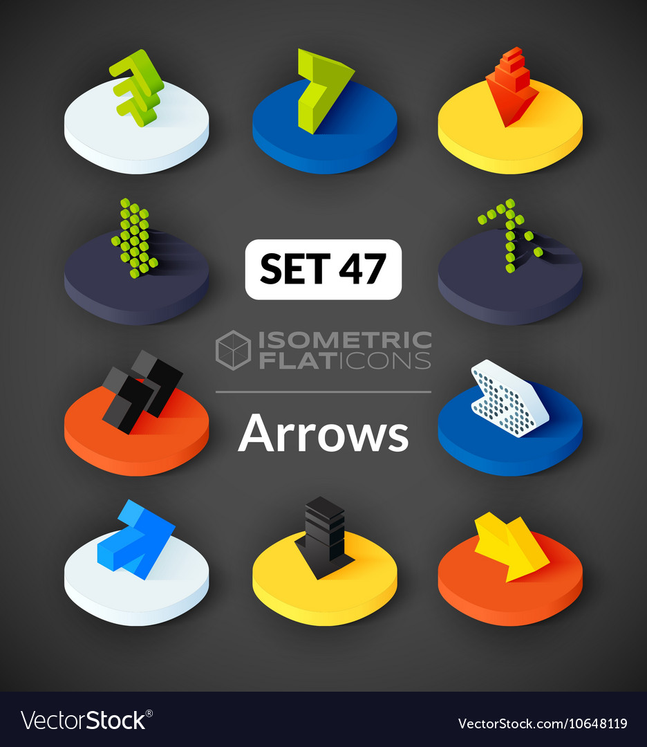 Isometric flat icons set 47 Royalty Free Vector Image