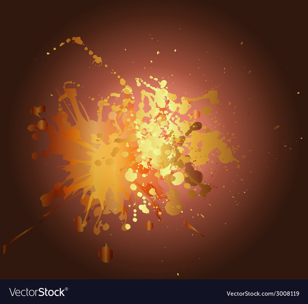 Yellow gold ink splat design with a brown Vector Image