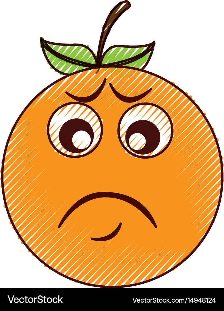 Sad orange character kawaii style Royalty Free Vector Image