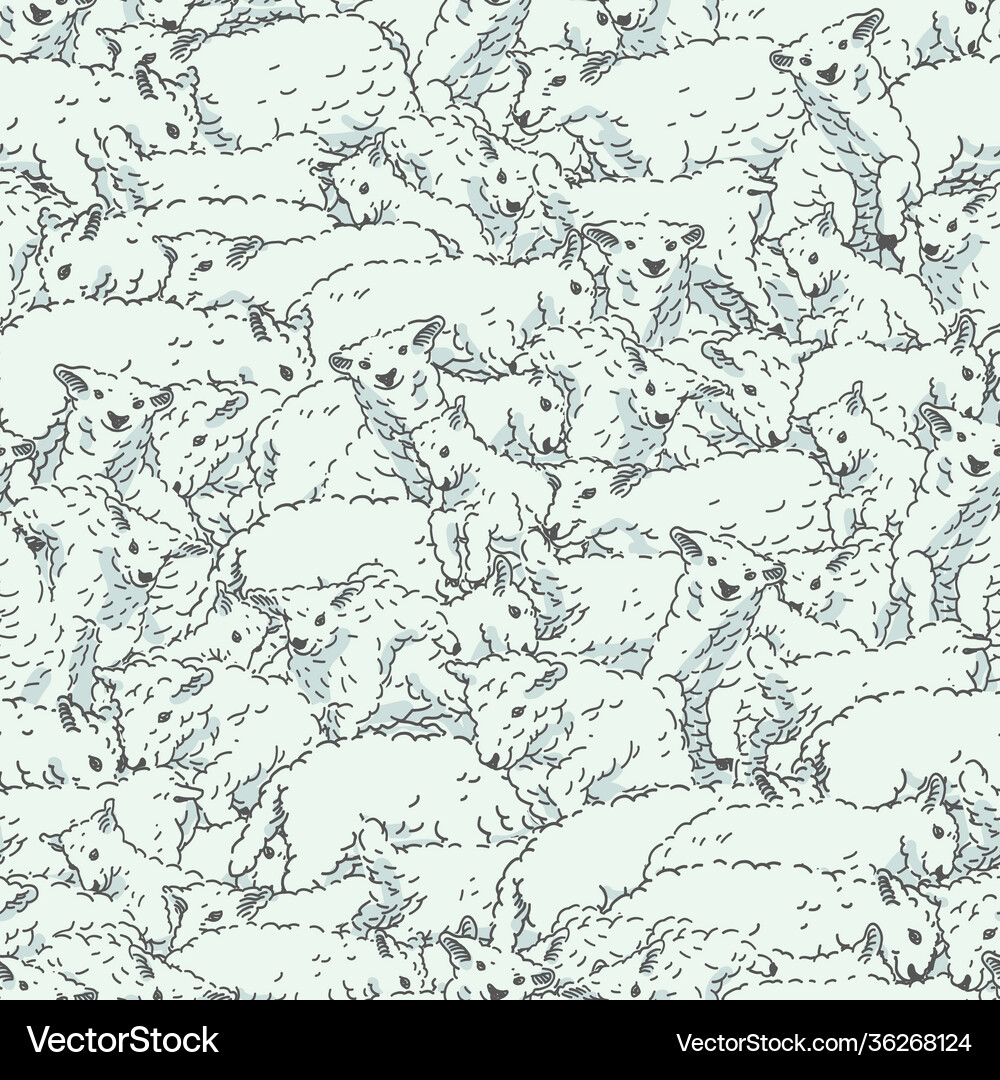 Sheep seamless doodles background sleep theme Vector Image