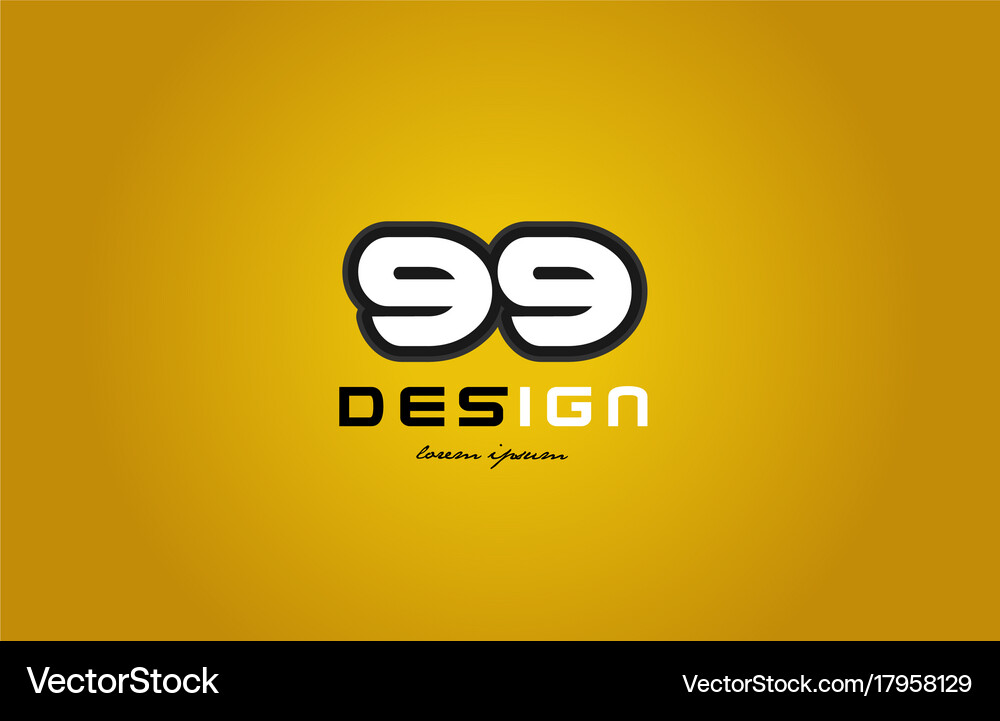 99 number numeral digit white on yellow background