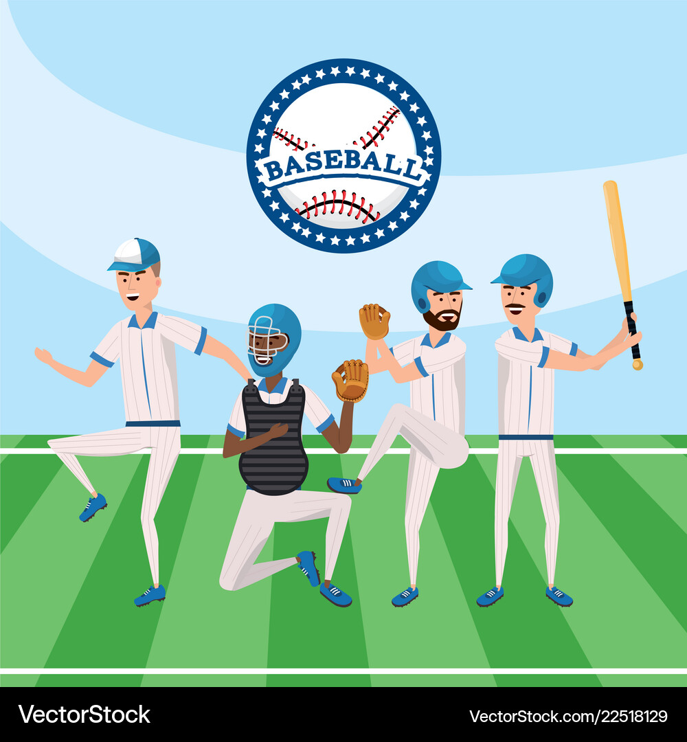 Baseball professional team with uniform Royalty Free Vector