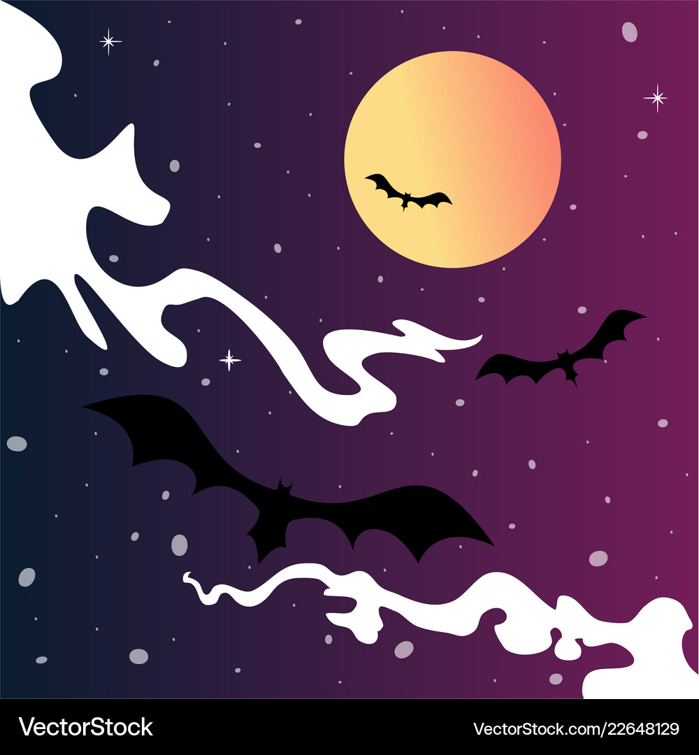 Bats and spooky moon Royalty Free Vector Image