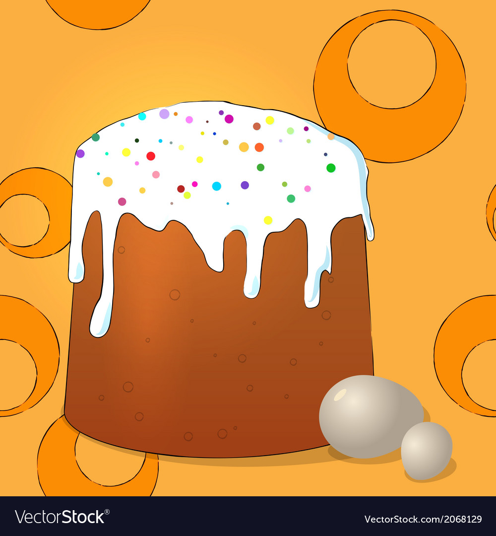 Easter cake and eggs Royalty Free Vector Image