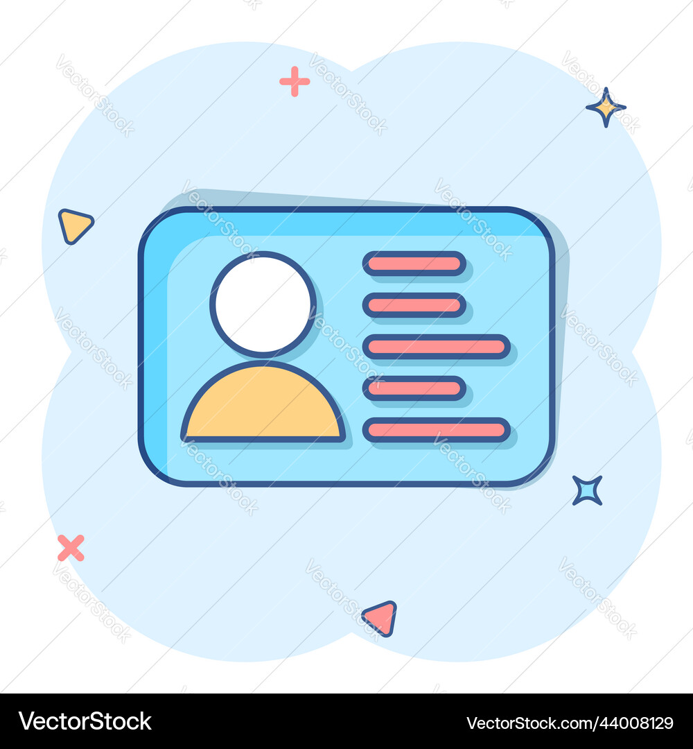 Id card icon in comic style identity badge Vector Image