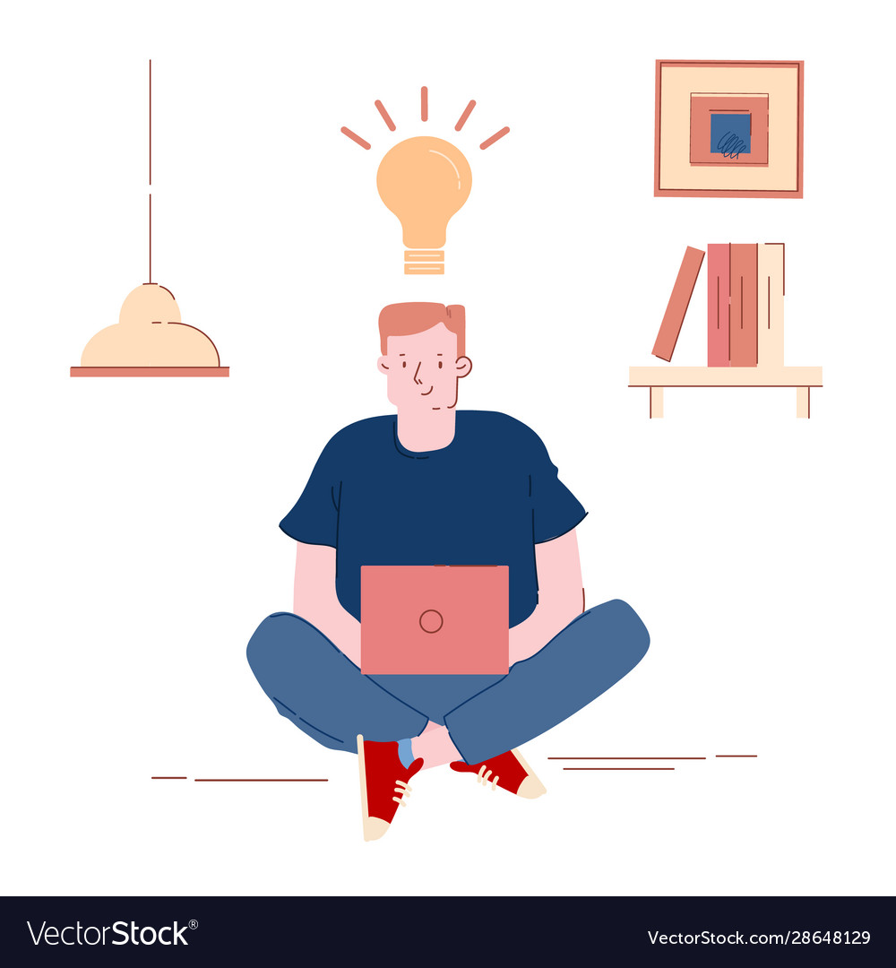 Man Programmer Designer Or Coder Working Vector Image
