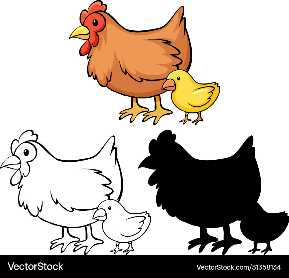 Set chicken cartoon Royalty Free Vector Image - VectorStock