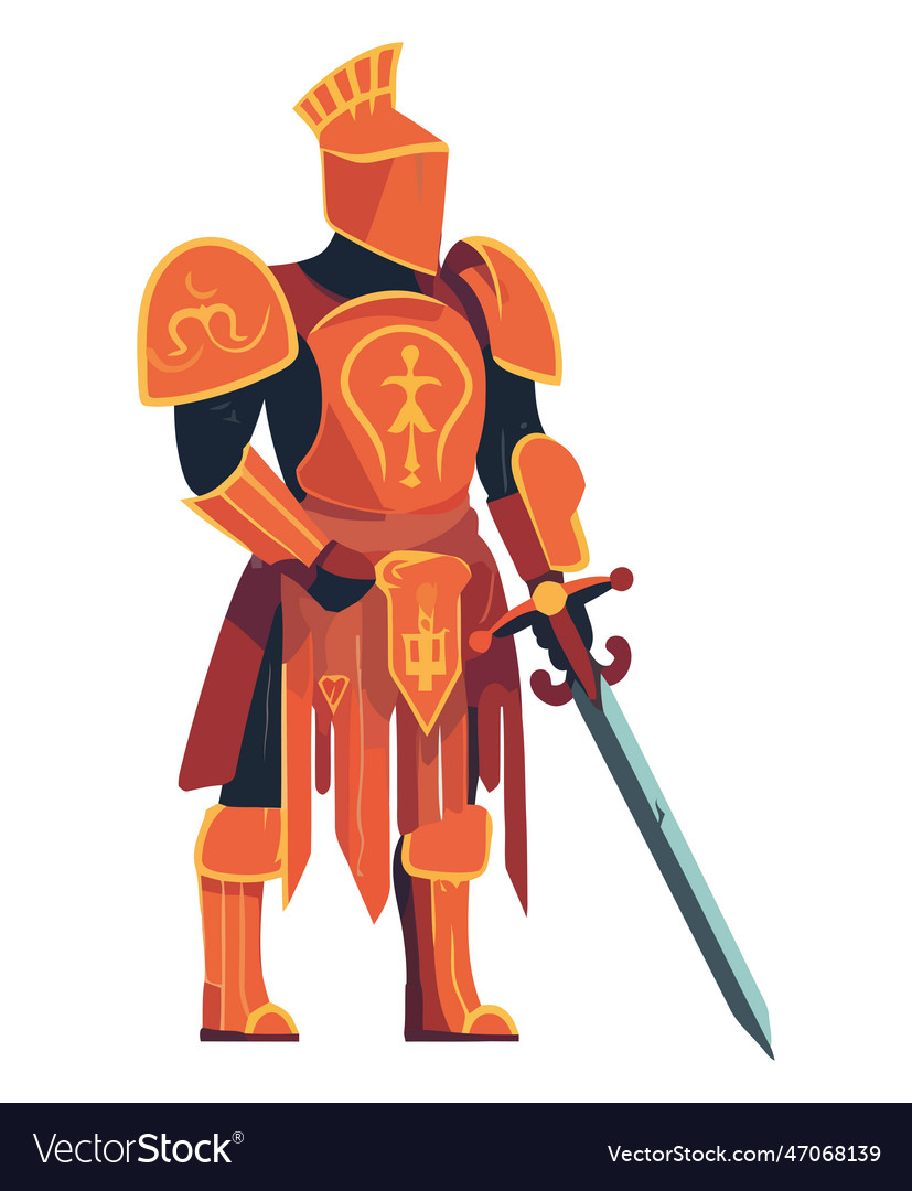 Armored knight wielding sword Royalty Free Vector Image