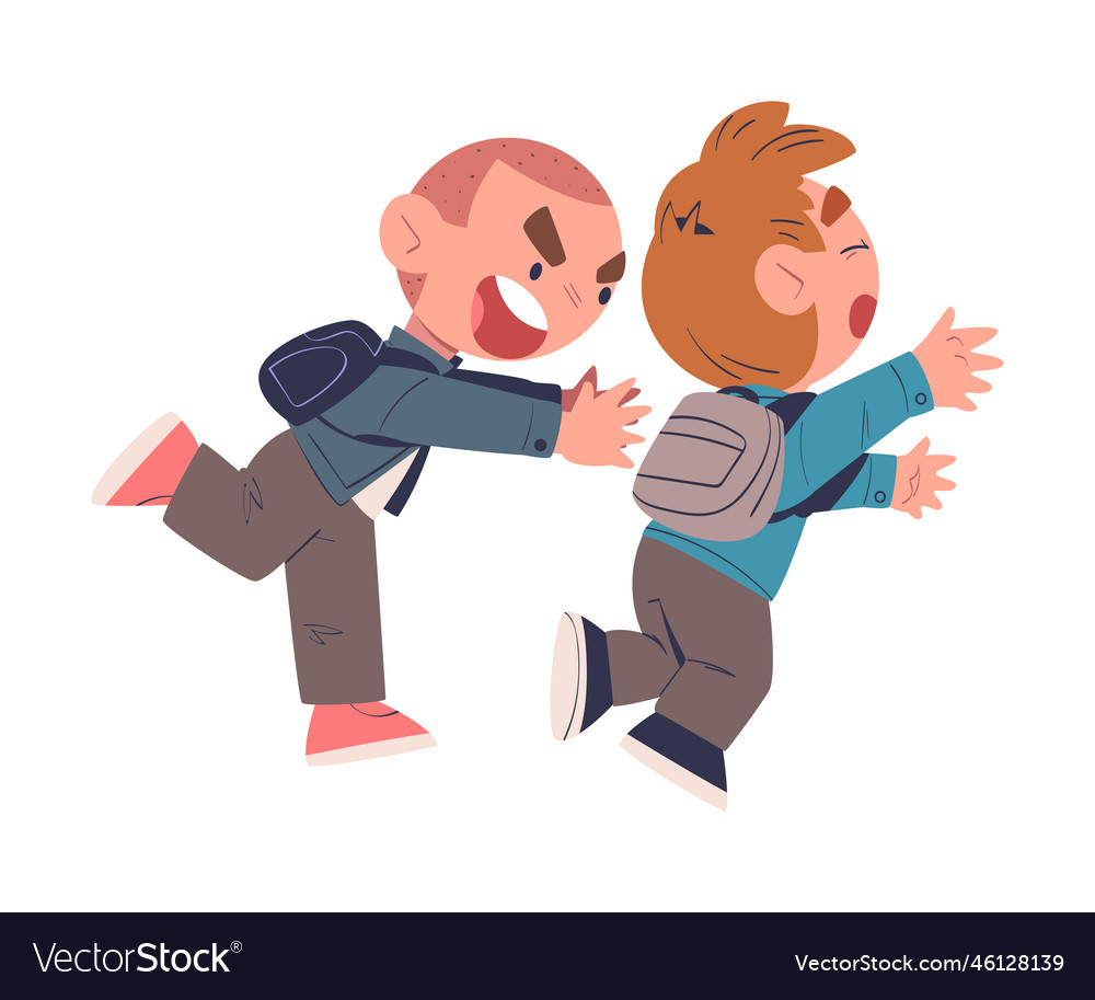 Fighting boys boy being bullied by his schoolmate Vector Image