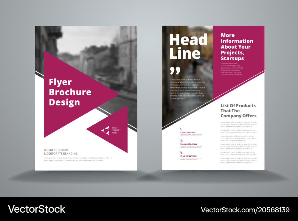 Flyer template with claret triangles and a place Vector Image