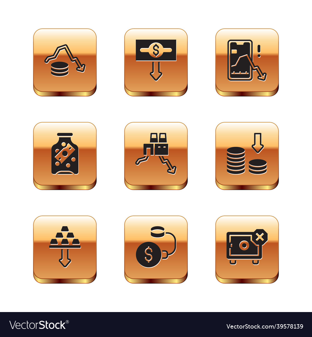 Set dollar rate decrease gold bars debt ball Vector Image