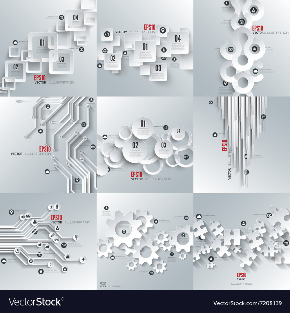 Set with infographics Data and information Vector Image