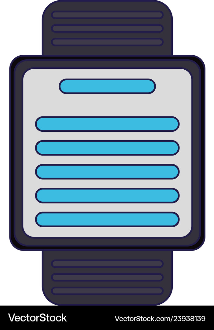 Smartwatch wearable technology blue lines Vector Image