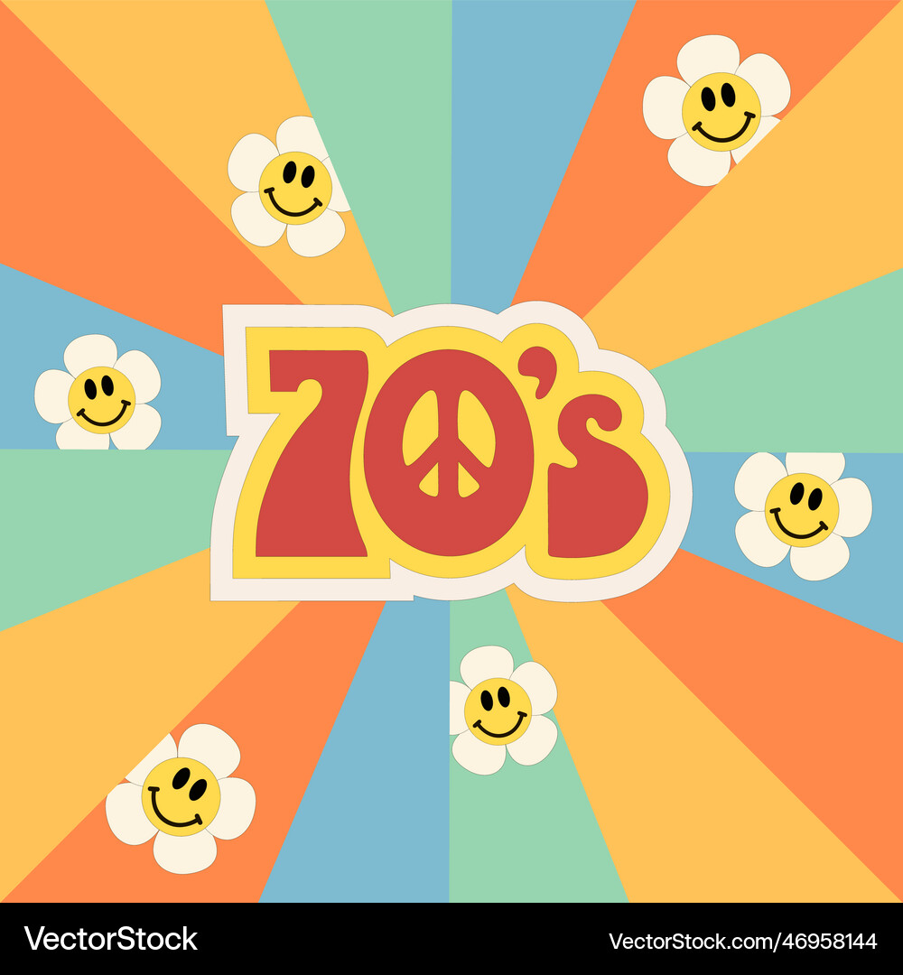 1970s seventies background with rainbow colored Vector Image