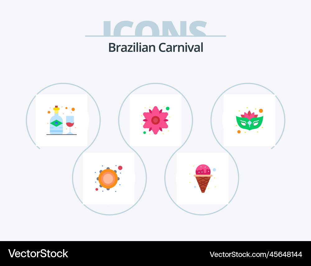 Brazilian carnival flat icon pack 5 icon design Vector Image