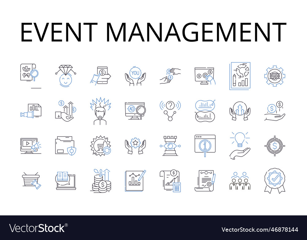 Event management line icons collection project Vector Image