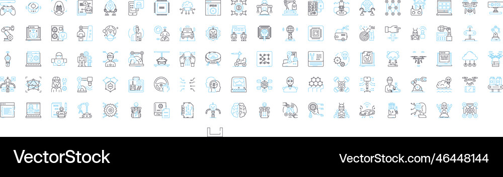 Robotitcs line icons set robotics Royalty Free Vector Image