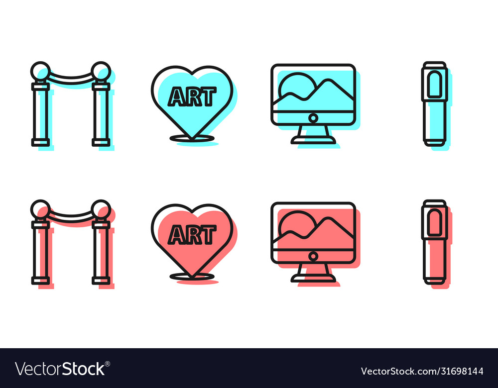 Set line computer monitor screen exhibition Vector Image Set line computer monitor screen exhibition Vector Image