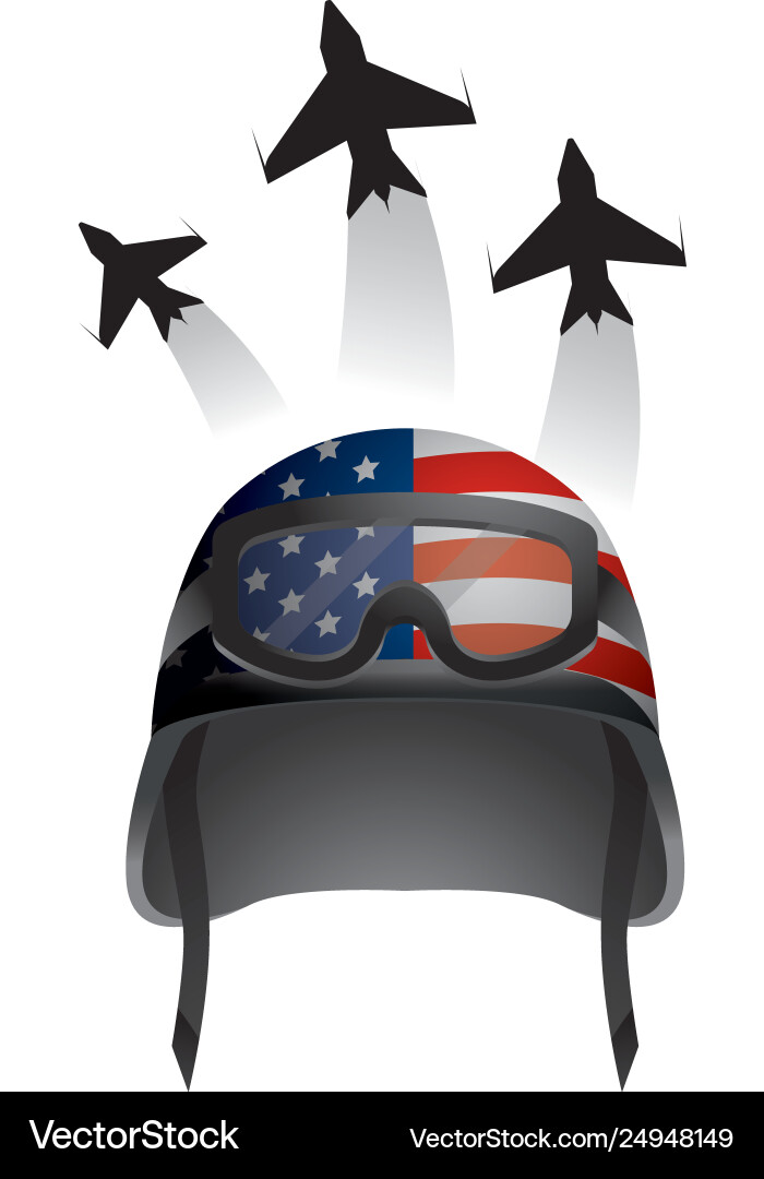 Military helmet and airplane Royalty Free Vector Image