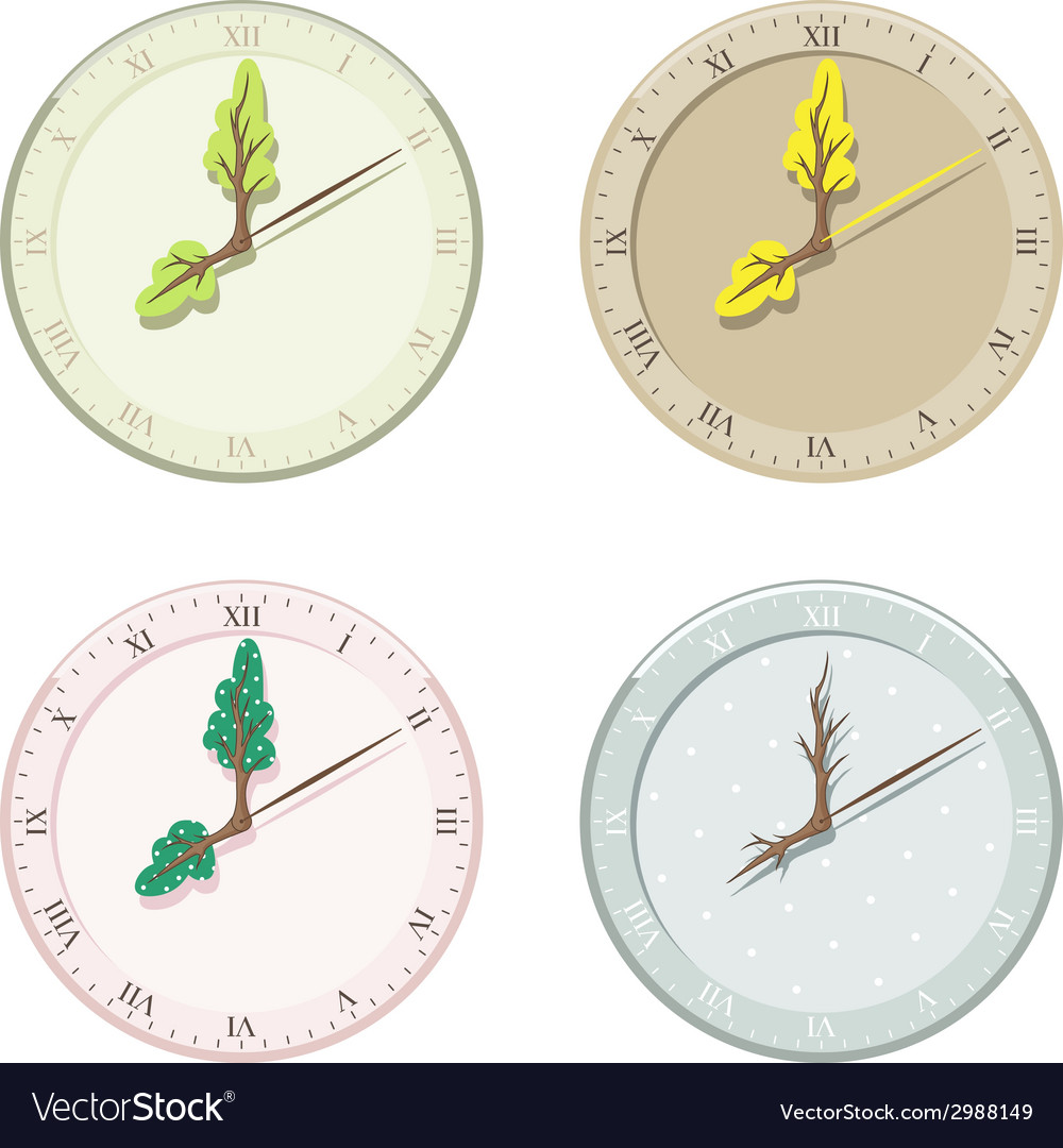 Set of seasonal clock summer autumn winter Vector Image Set of seasonal clock summer autumn winter Vector Image