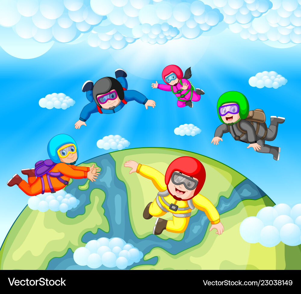 Skydiving team work Royalty Free Vector Image - VectorStock