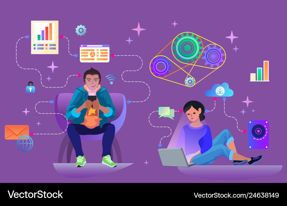 Teamwork processing data Royalty Free Vector Image