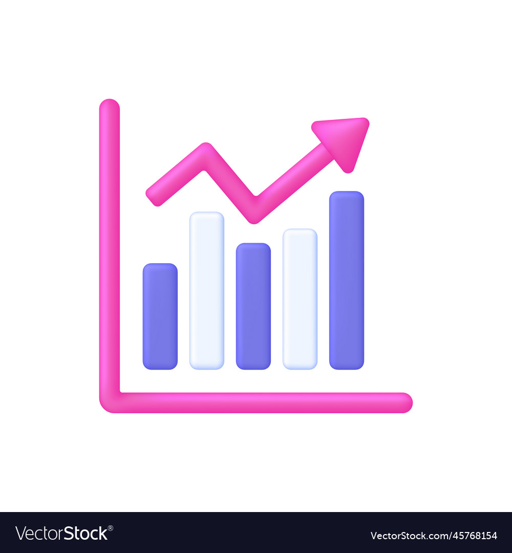3d growing bar graph Royalty Free Vector Image 3d growing bar graph Royalty Free Vector Image