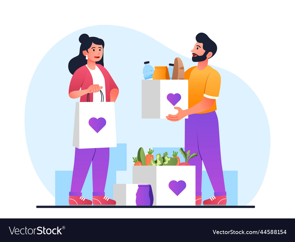 Food donation concept Royalty Free Vector Image Food donation concept Royalty Free Vector Image