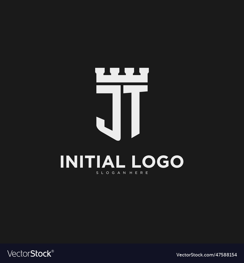 Initials jt logo monogram with shield Royalty Free Vector