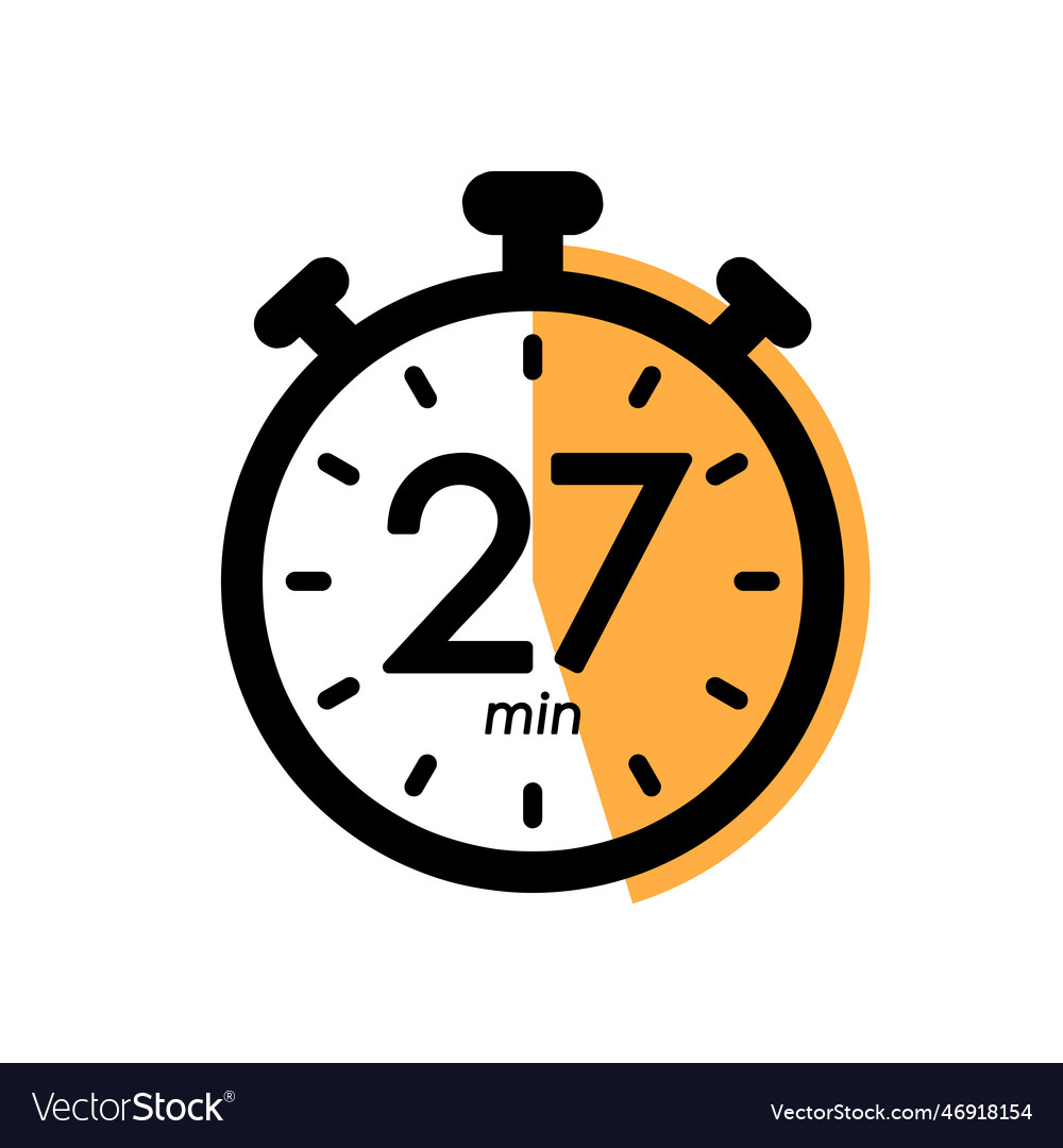 Twenty seven minutes stopwatch icon timer symbol Vector Image Twenty seven minutes stopwatch icon timer symbol Vector Image