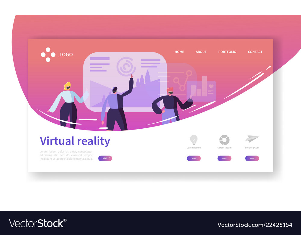 Virtual reality landing page augmented Royalty Free Vector