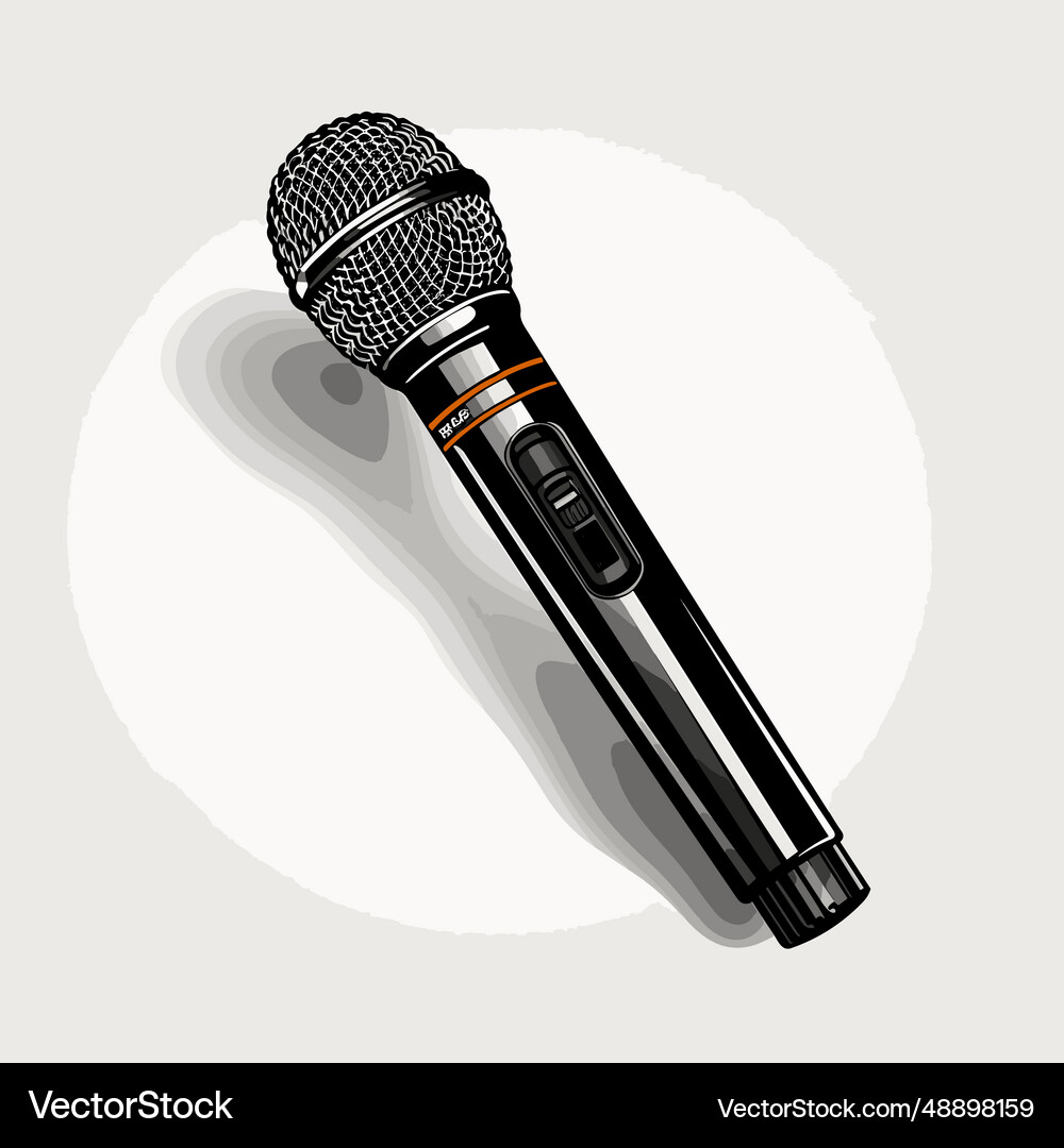 Microphone hand-drawn comic doodle Royalty Free Vector Image