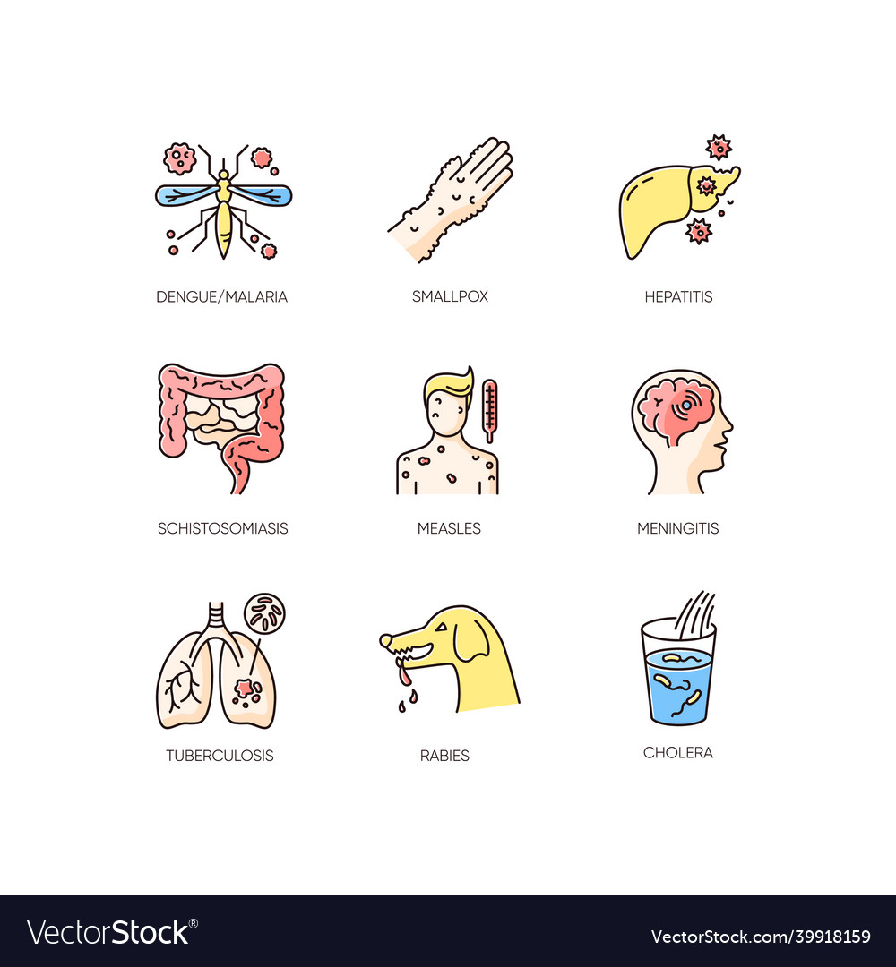 Viral infections rgb color icons set different Vector Image Viral infections rgb color icons set different Vector Image