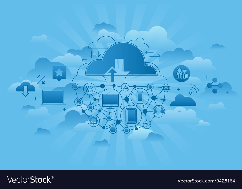 Global computing services blue Royalty Free Vector Image