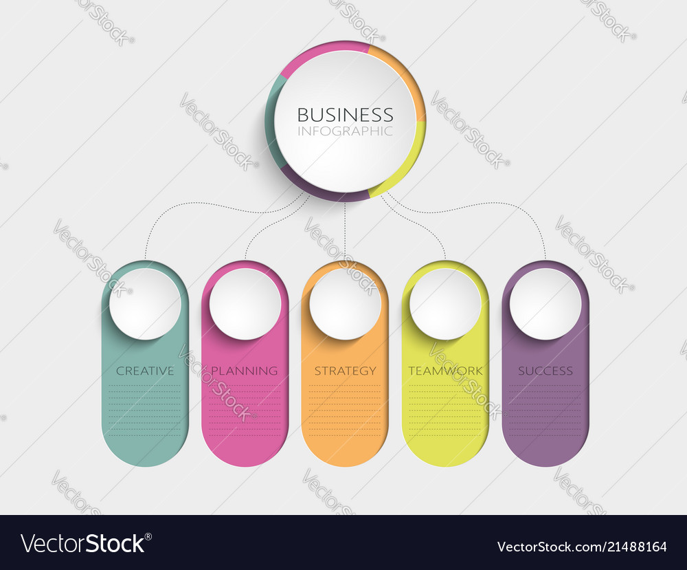 Modern abstract 3d infographic template with five Vector Image
