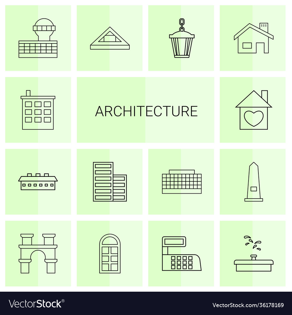 14 architecture icons Royalty Free Vector Image