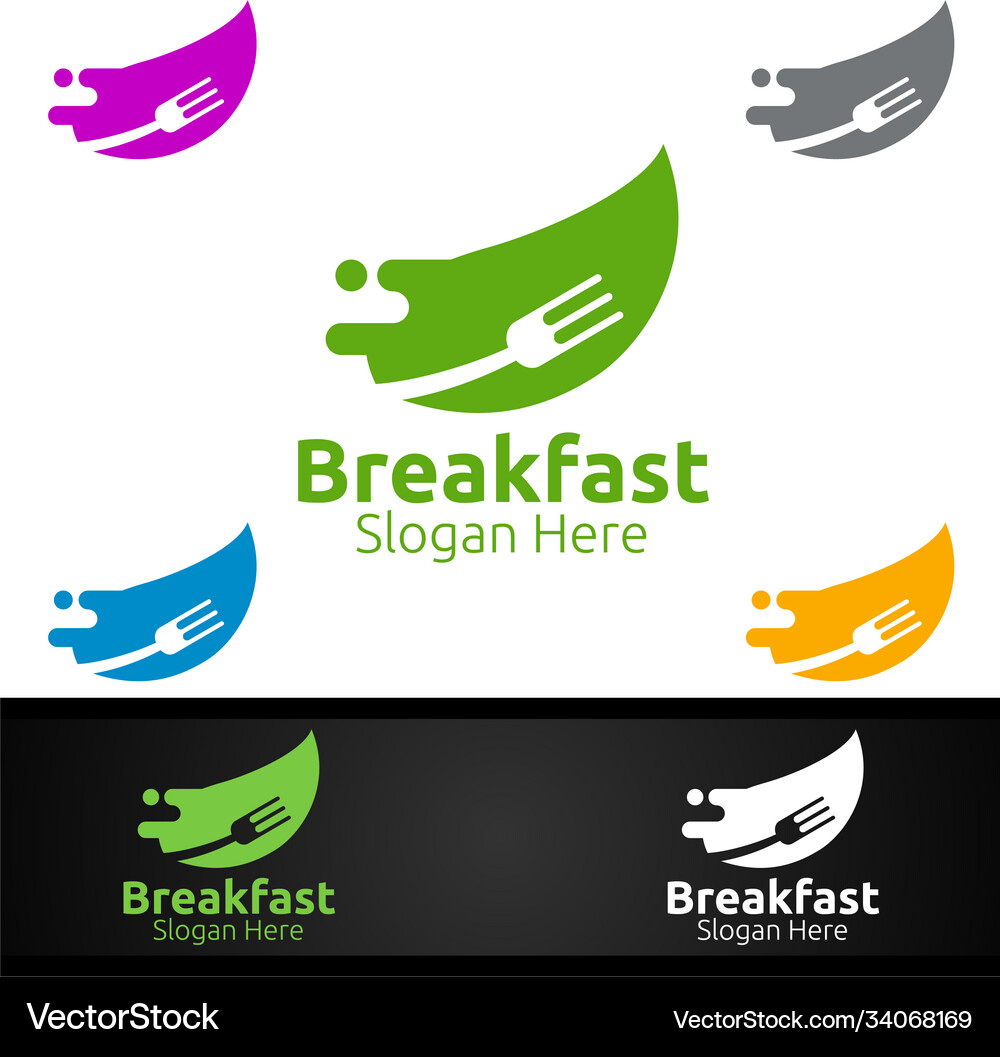 Breakfast fast food delivery service logo Vector Image
