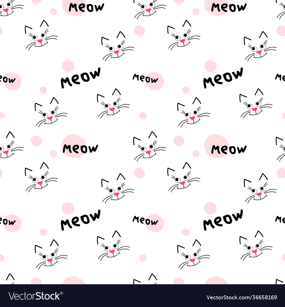 Cute kitty muzzle pattern seamless pattern Vector Image