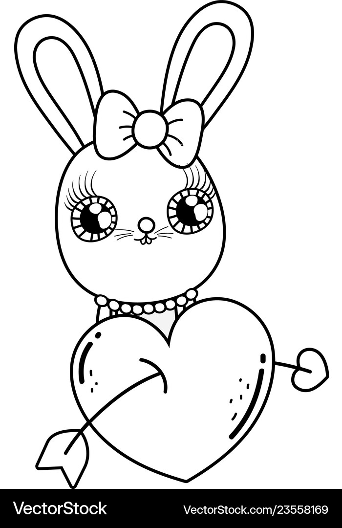 Cute rabbit girl valentines day Royalty Free Vector Image