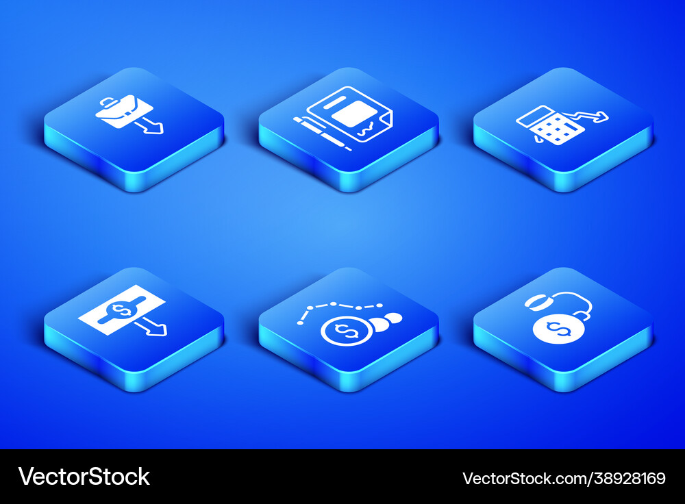 Set debt ball chained to coin briefcase dollar Vector Image