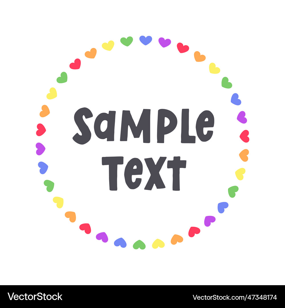 Round heart rainbow frame border valentines day Vector Image
